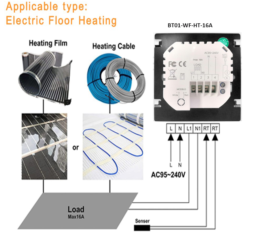 Electric Floor Water Heating Boiler Smart WiFi Thermostat