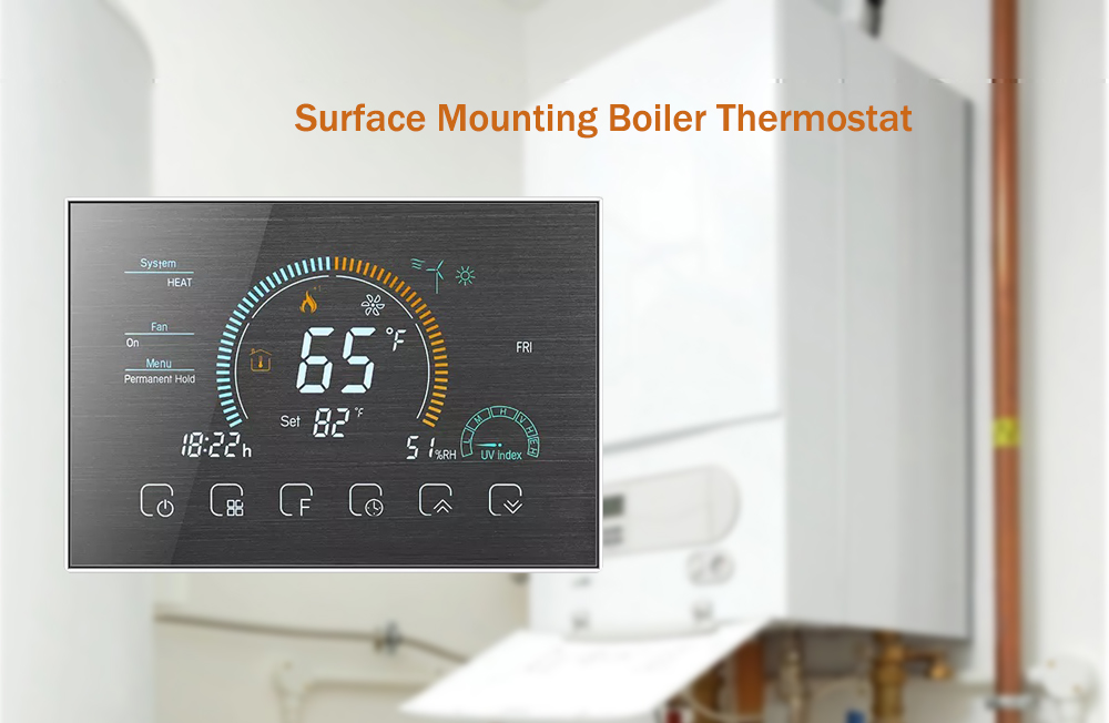 Surface Wall Mounting Touch Screen WiFi Thermostat For Boiler